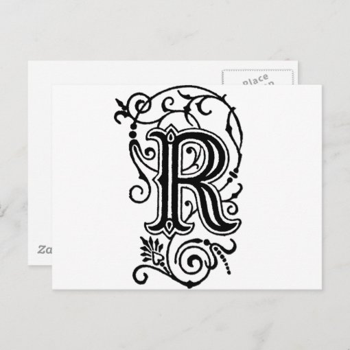 R Decorative Letter Postcard | Zazzle