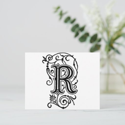 R Decorative Letter Postcard | Zazzle