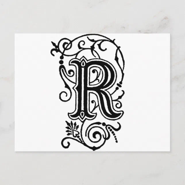R Decorative Letter Postcard | Zazzle