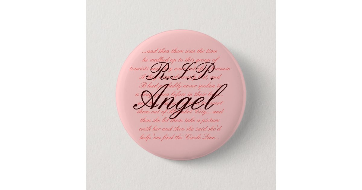 R.I.P. Angel Pinback Button | Zazzle