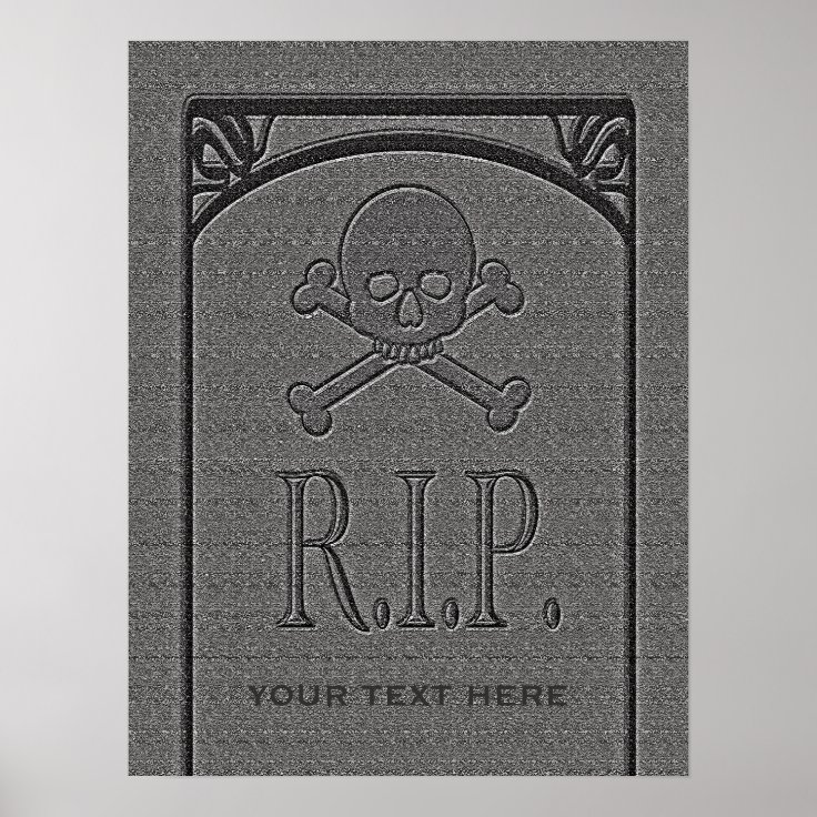 R.I.P. Custom Name Gravestone Halloween Props Poster | Zazzle