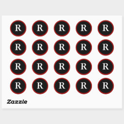 R : Initial R Letter R Red, White & Black Sticker | Zazzle
