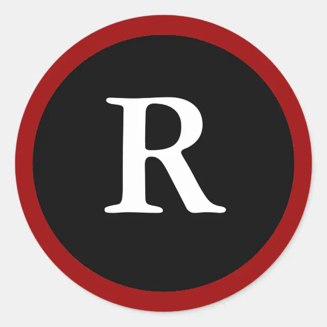 R : Initial R Letter R Red, White & Black Sticker | Zazzle