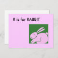 "R" is for Rabbit Alphabet Flashcard Postcard | Zazzle