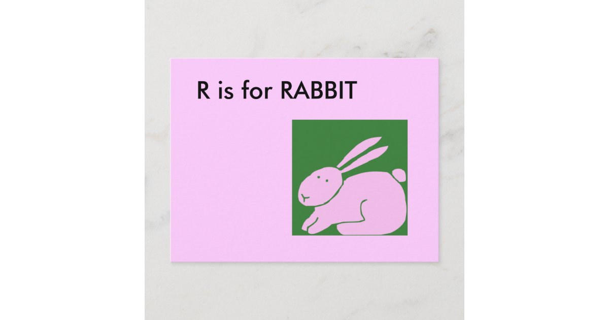 "R" is for Rabbit Alphabet Flashcard Postcard | Zazzle