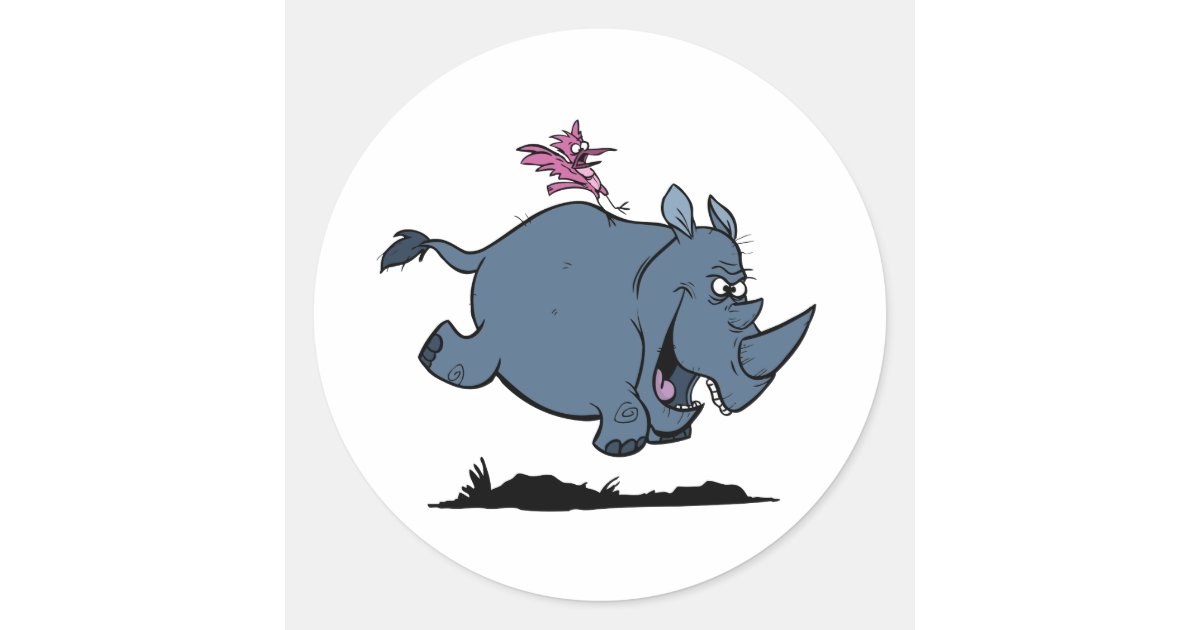 R is for Rhino Classic Round Sticker | Zazzle