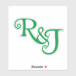 R&J Monogram wedding Sticker | Zazzle