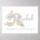 R monogram art Rachel girls name & meaning poster | Zazzle