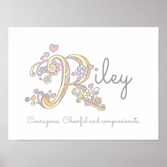 R monogram art Riley girls name & meaning poster | Zazzle.com