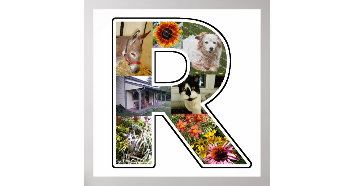 R Monogram Create Your Own 8 Custom Photo Collage Poster | Zazzle