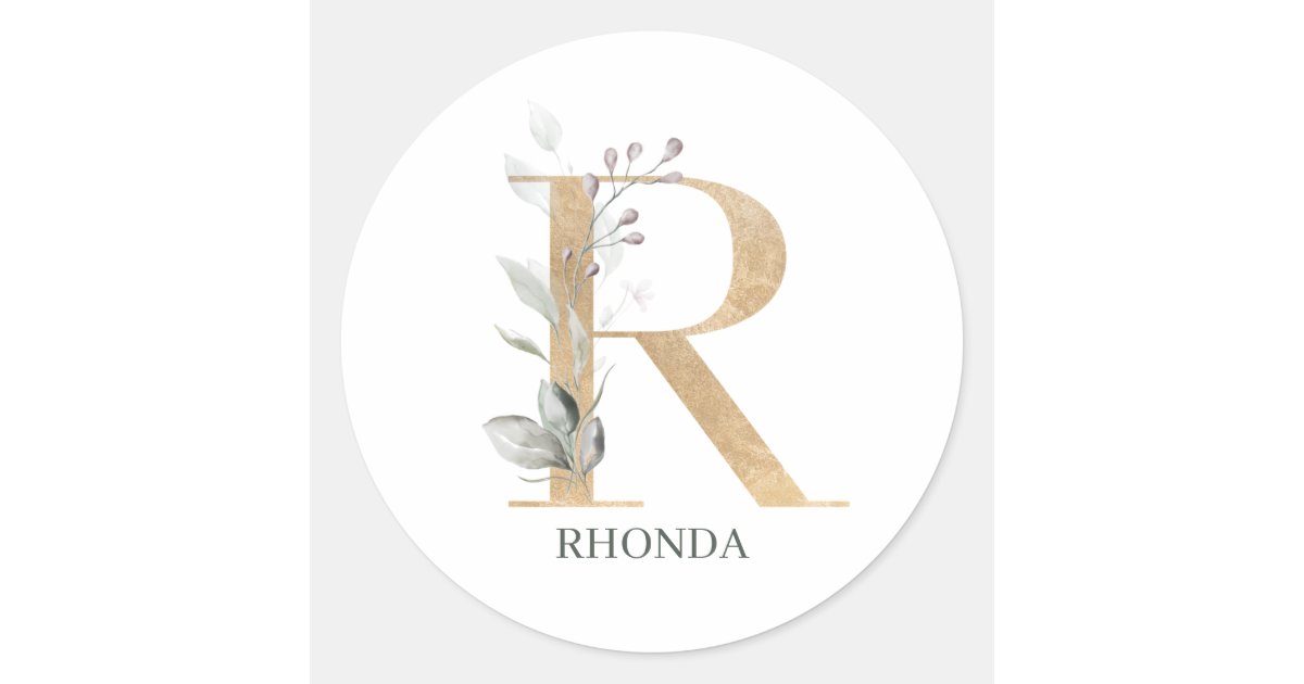 R Monogram Floral Personalized Classic Round Sticker | Zazzle