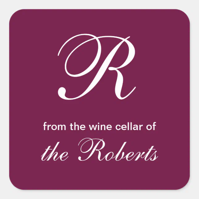 R Monogram From the Wine Cellar of Square Labels | Zazzle