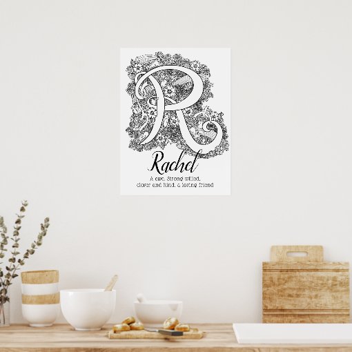 R monogram tangle art Rachel name meaning Poster | Zazzle