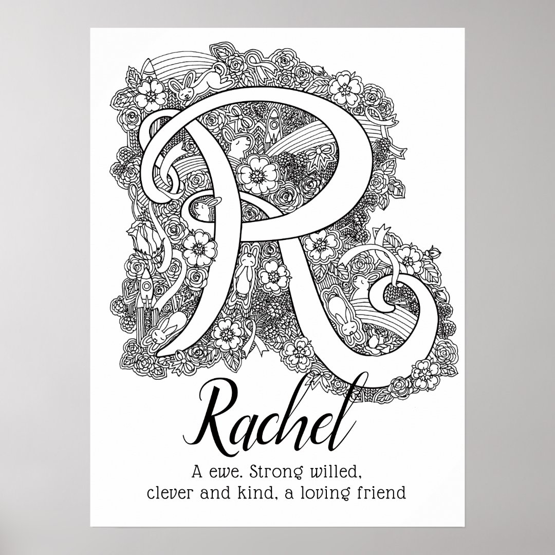 R monogram tangle art Rachel name meaning Poster | Zazzle