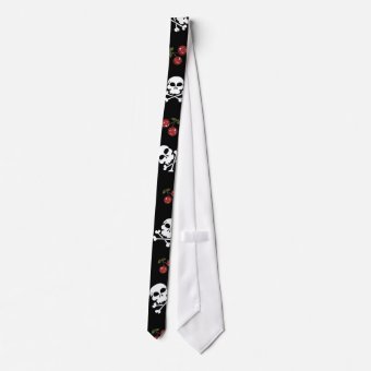 RAB Rockabilly Skulls and Cherries On Black Tie | Zazzle