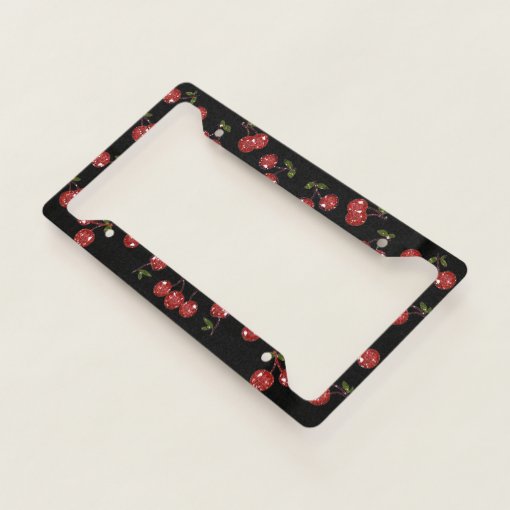 RAB Rockabilly Very Cherry Cherries On Black License Plate Frame | Zazzle