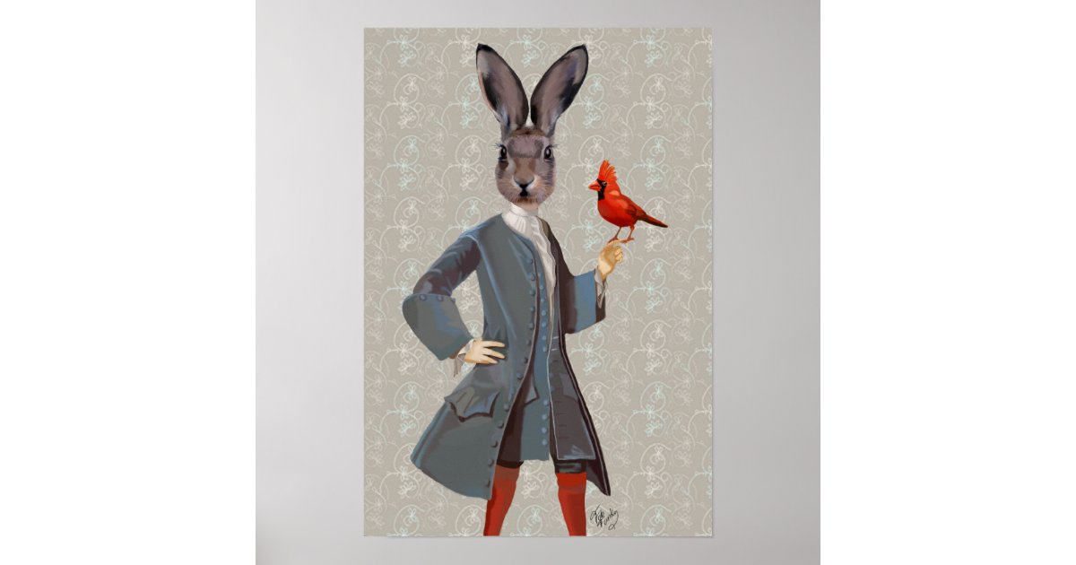 Rabbit And Bird Poster | Zazzle