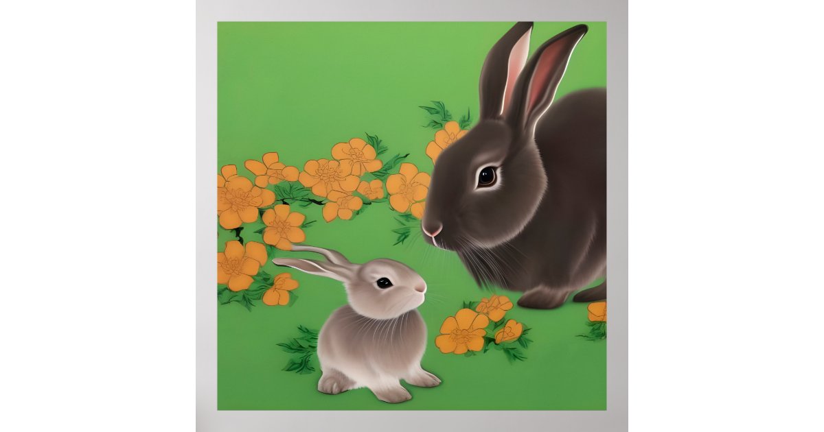 Rabbit and Kit Poster | Zazzle