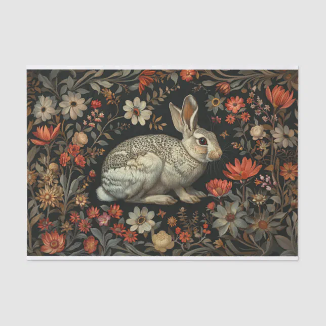 Rabbit and Red Wildflowers Decoupage Tissue Paper | Zazzle