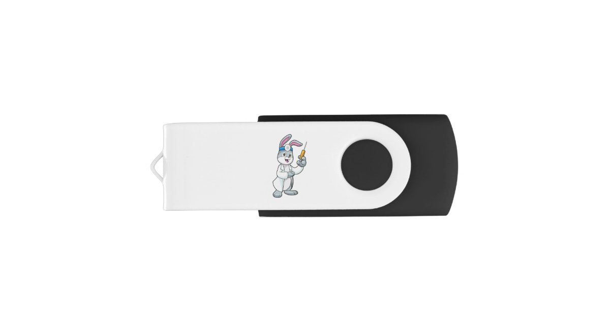 Rabbit as Doctor at Vaccination with Syringe Flash Drive | Zazzle