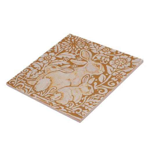 Rabbit & Babies Floral Ceramic 6" Tile Trivet Art | Zazzle