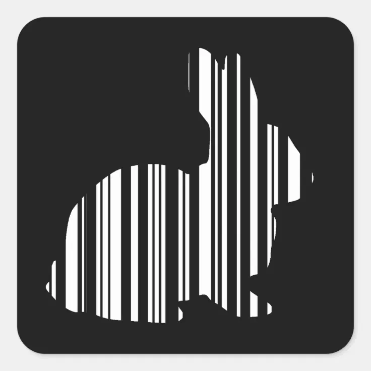 RABBIT BAR CODE Bunny Hare Barcode Pattern Square Sticker | Zazzle