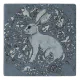 Rabbit Bird Forest Animal Foliage Blue Stone Tile Trivet | Zazzle