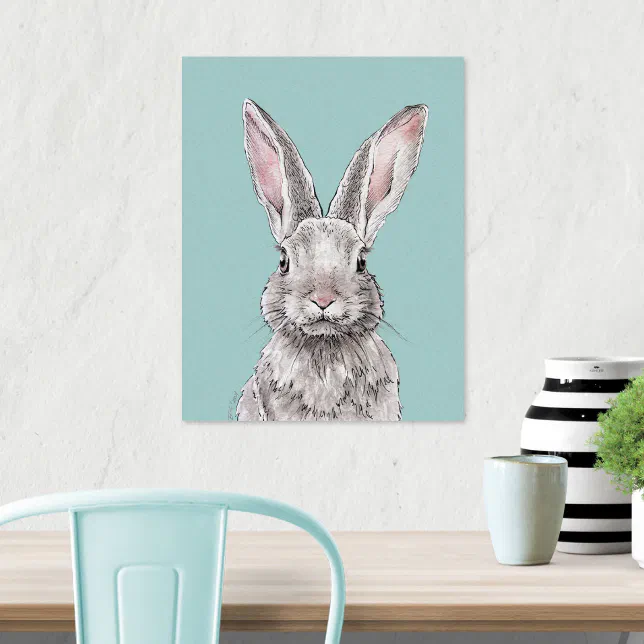Rabbit Bunny Animal art Watercolor Cute Spring Poster | Zazzle