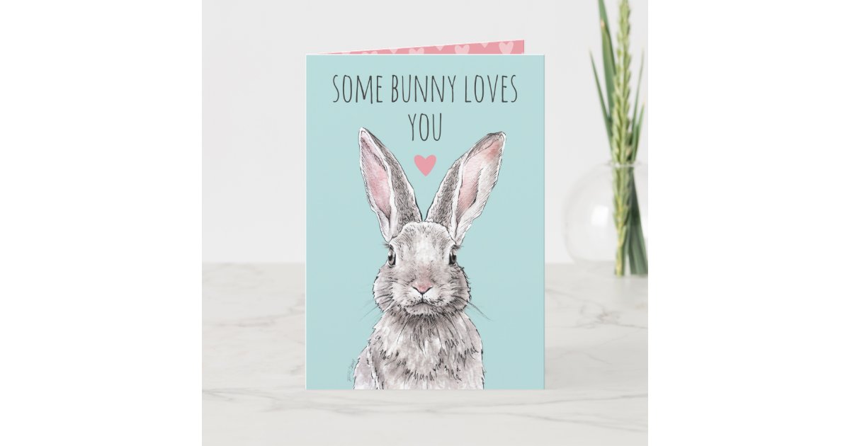 Rabbit Bunny Love Cute Funny Animal Valentines day Holiday Card | Zazzle