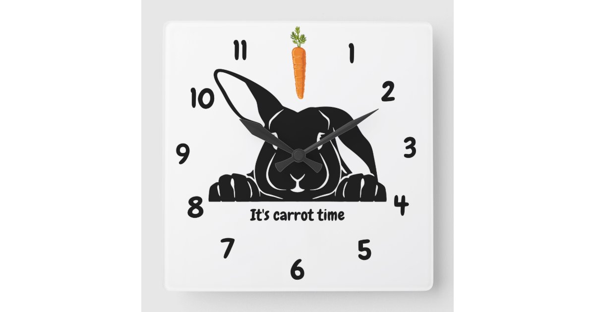 Rabbit Carrot Wall Clock | Zazzle