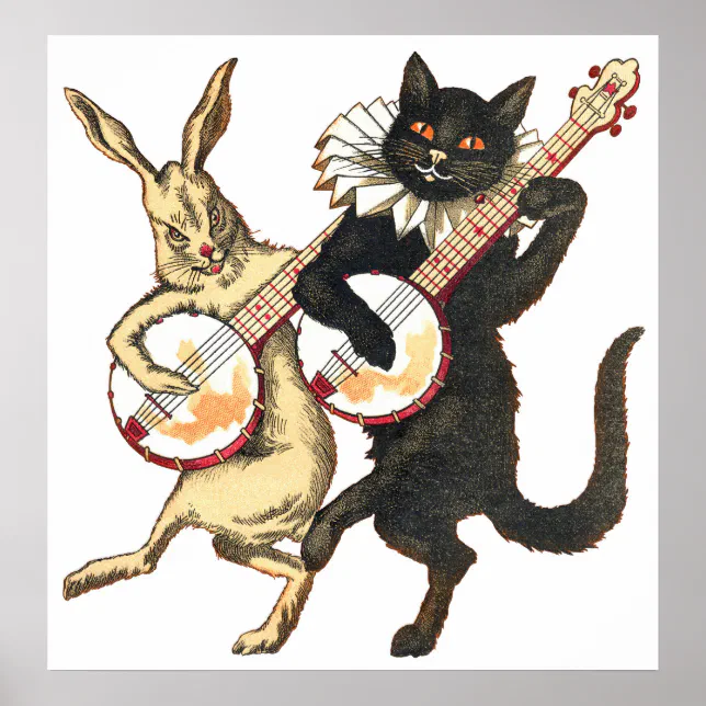 Rabbit & Cat Poster | Zazzle