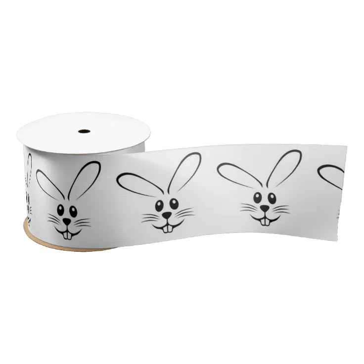 RABBIT FACE SATIN RIBBON | Zazzle