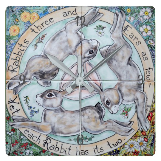 Rabbit Hare Trio Four Seasons Clock Light Green | Zazzle.com