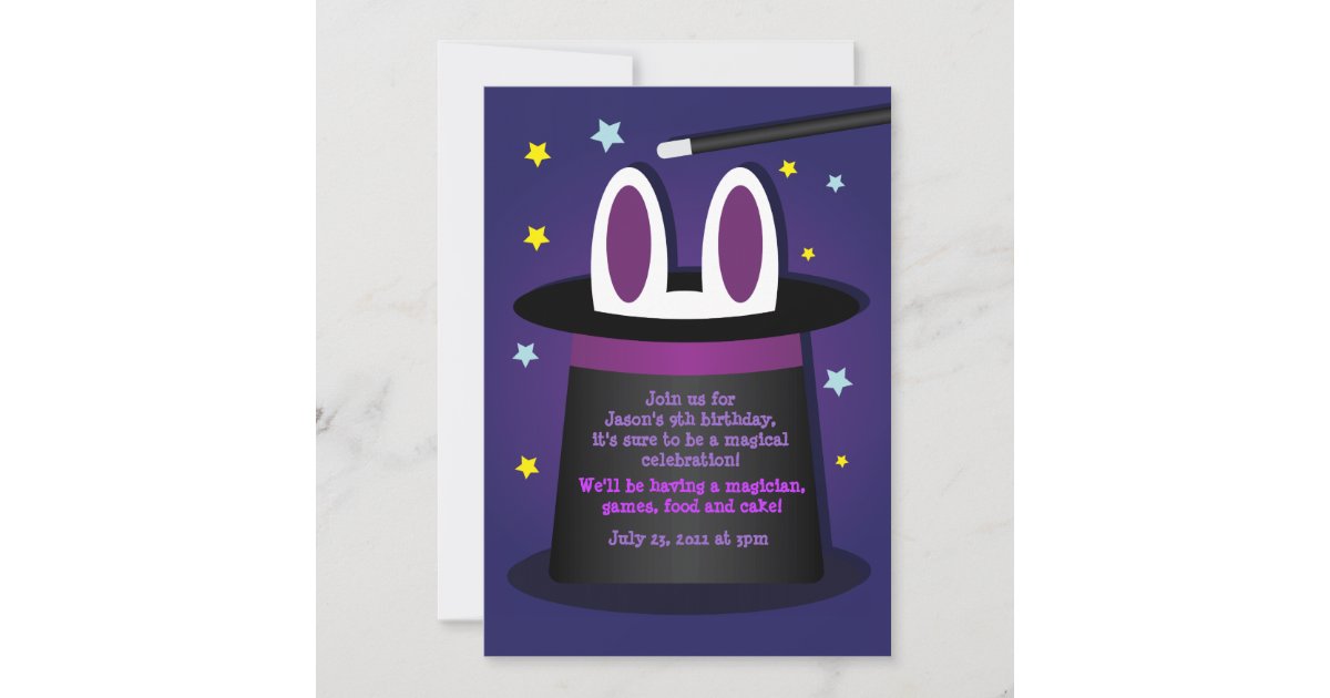 Rabbit in a Hat Magic Show Invitations | Zazzle