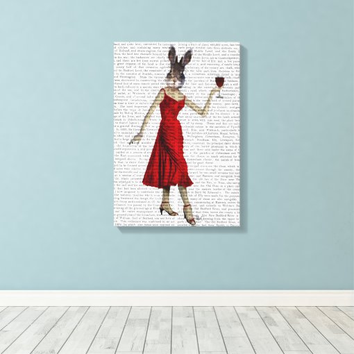 Rabbit in Red Dress Canvas Print | Zazzle
