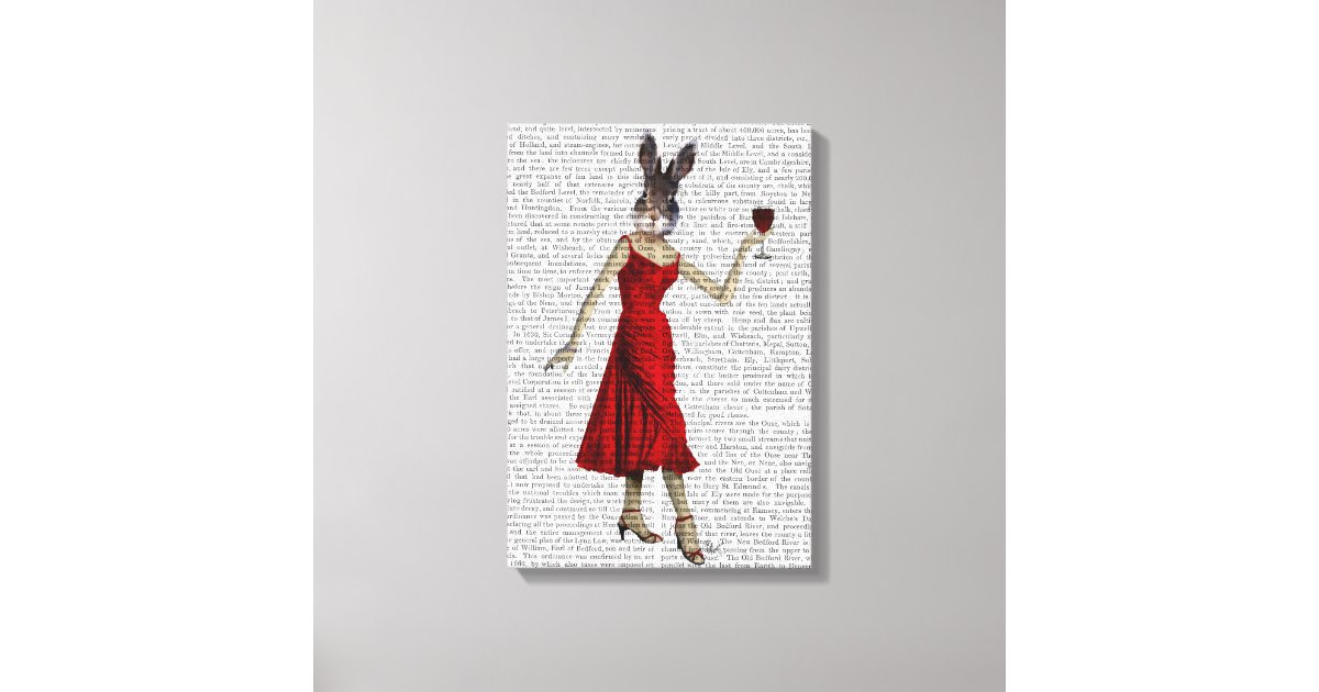 Rabbit in Red Dress Canvas Print | Zazzle