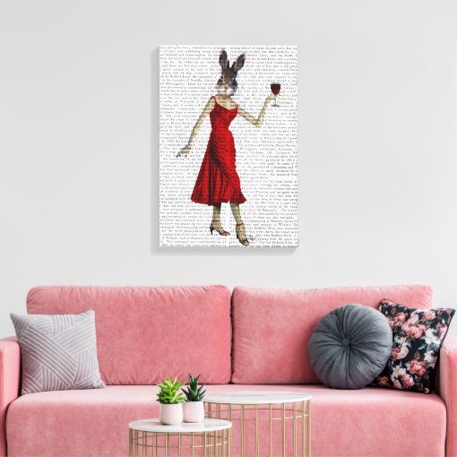 Rabbit in Red Dress Canvas Print | Zazzle