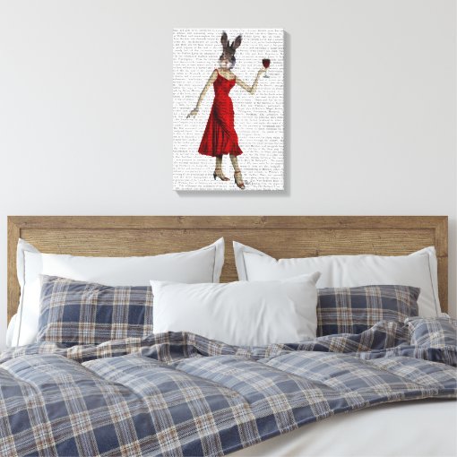 Rabbit in Red Dress Canvas Print | Zazzle