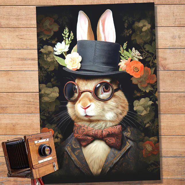 Rabbit in Suit and Hat 2 Decoupage Paper | Zazzle