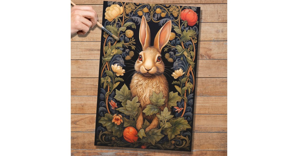 Rabbit in Tapestry 2 Decoupage Paper | Zazzle