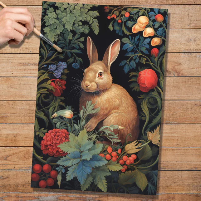 Rabbit in Tapestry 4 Decoupage Paper | Zazzle