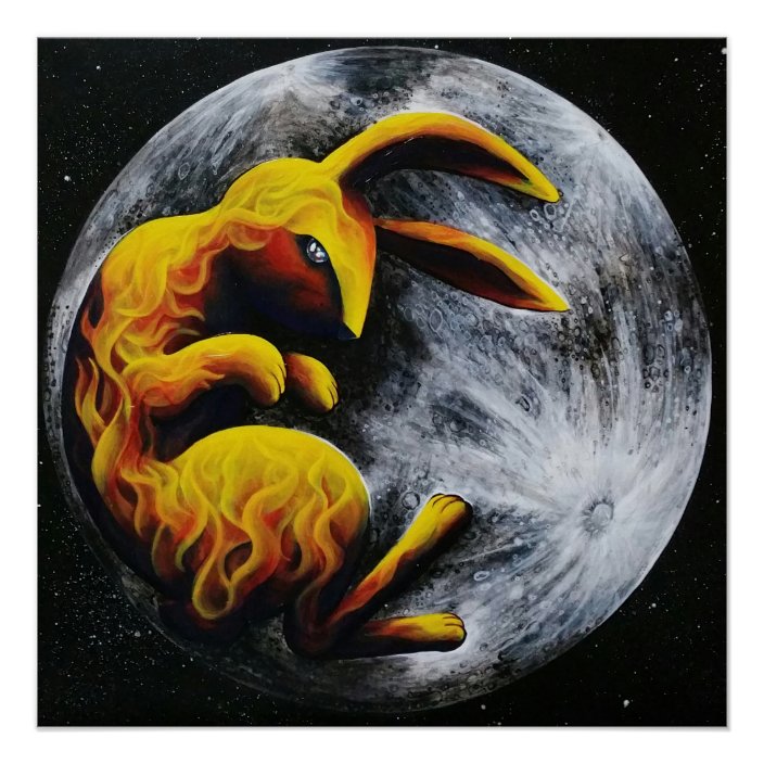 Rabbit in the Moon Poster | Zazzle.com