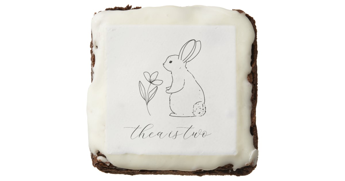 Rabbit Line Drawing Brownie | Zazzle