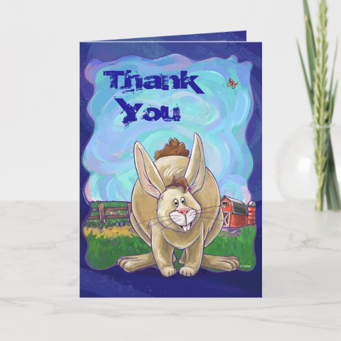 Rabbit Party Center Thank You Card | Zazzle.com