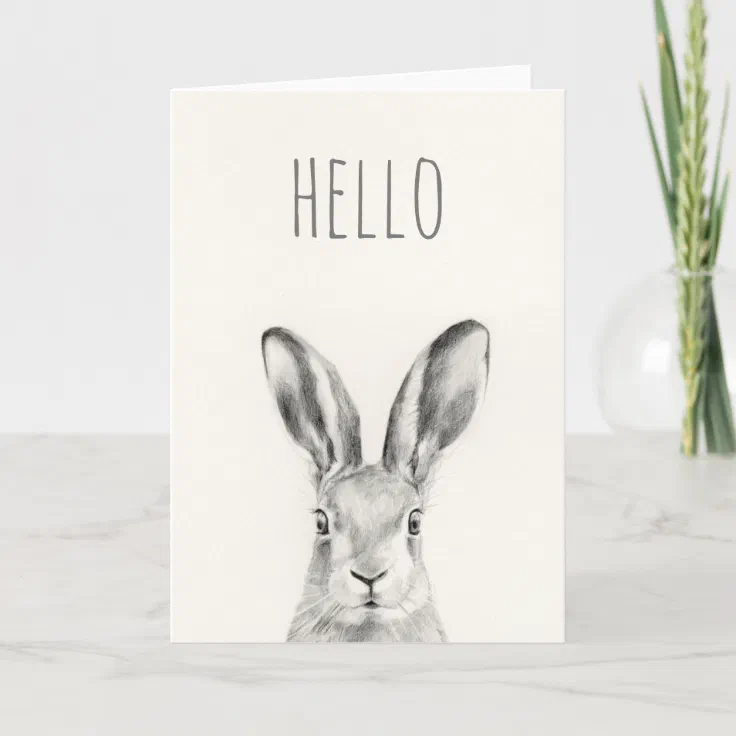 Rabbit Pencil Drawing Card | Zazzle