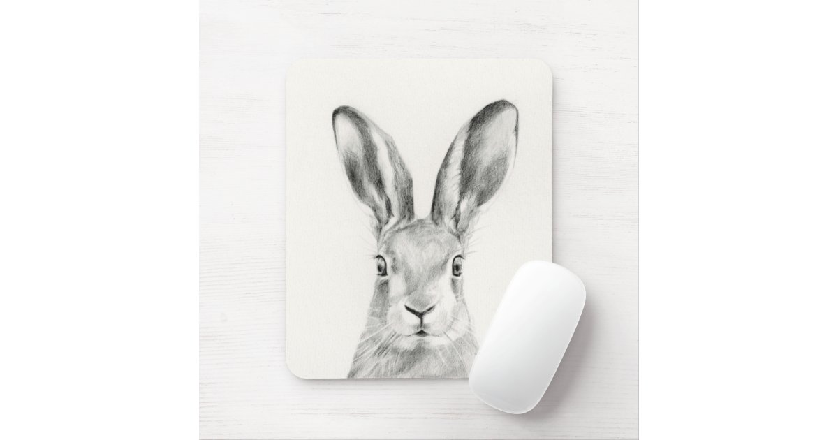 Rabbit Pencil Drawing Mouse Pad | Zazzle