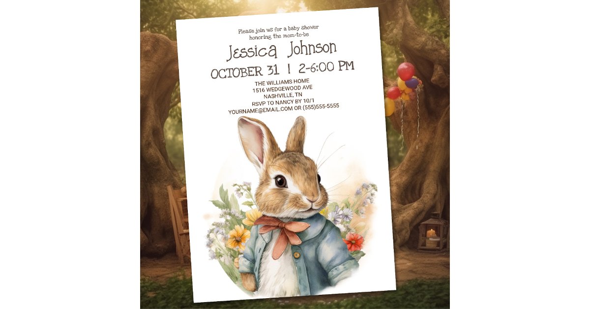 Rabbit Peter Baby Shower Invitation | Zazzle