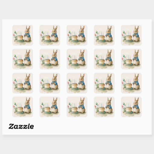 Rabbit Peter party Square Sticker | Zazzle