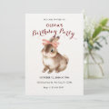 Rabbit pink bow birthday invitation | Zazzle