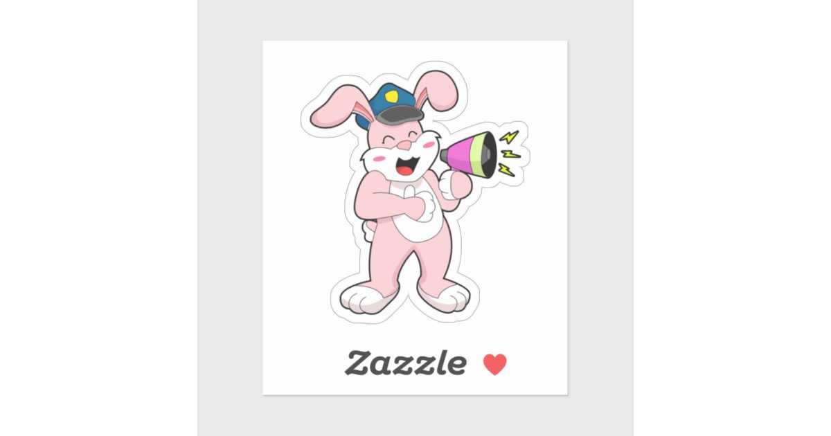 Rabbit Police officer Microphone Sticker | Zazzle